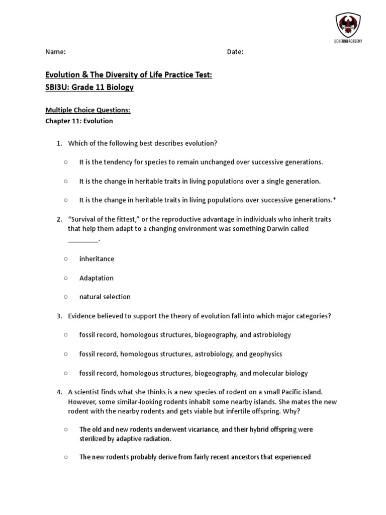 SBI3U - Evolution and Diversity of Plants Test Review | PDF | Evolution ...
