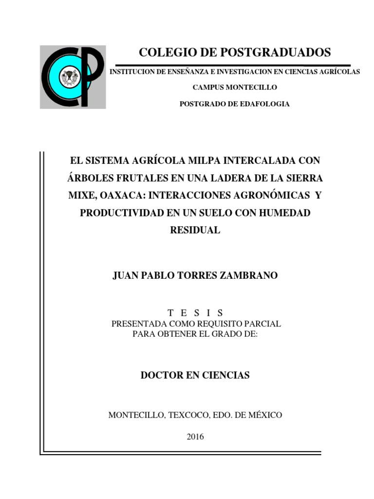 El Sistema Agrícola Milpa Intercalado Con Árboles Frutales en Una ...