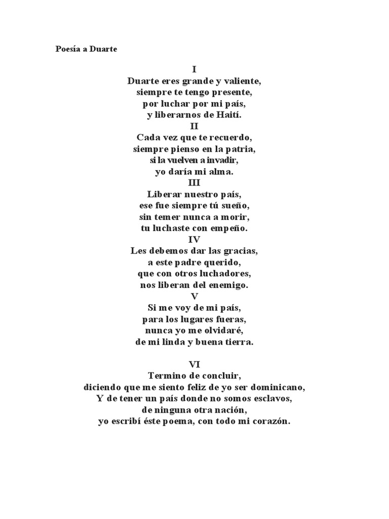 Poesía a Juan Pablo Duarte | PDF