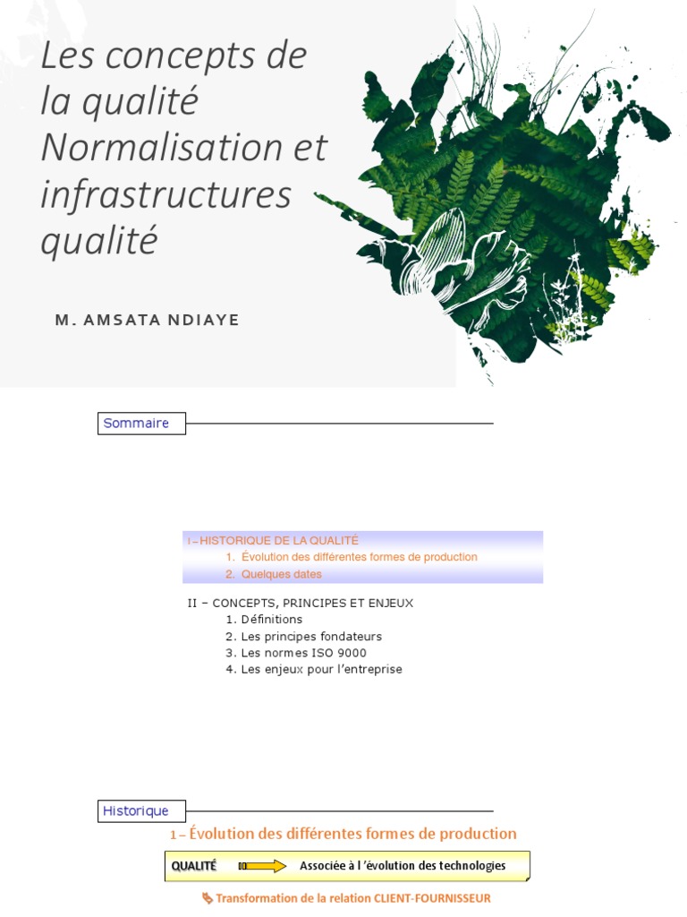 Les Concepts de La Qualité Et Normalisation | PDF | Organisation internationale de normalisation ...