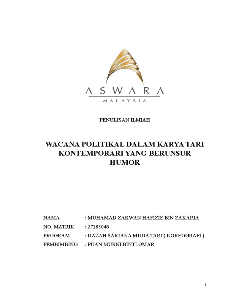 Politik dan Seni dalam Karya Tari Kontemporari | PDF