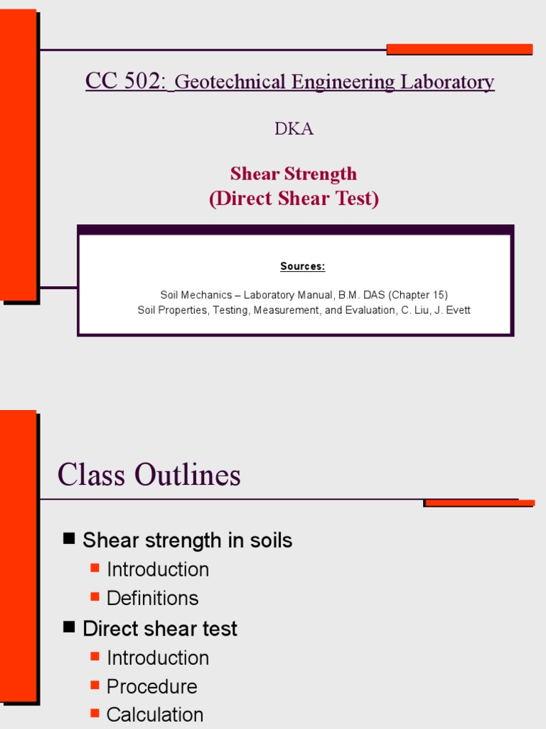 Class 6 - Shear Strength - Direct Shear Test | PDF | Strength Of ...