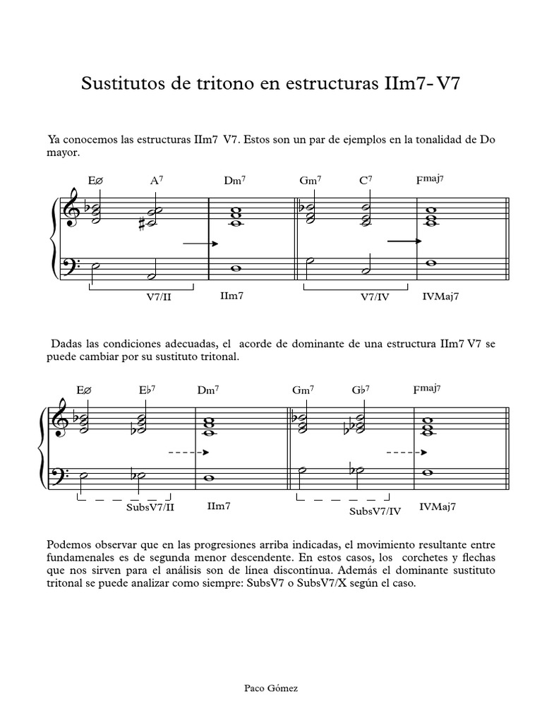 17 Sustitutos de Tritono en Estructuras IIm7 V7 | PDF | Teoría musical ...