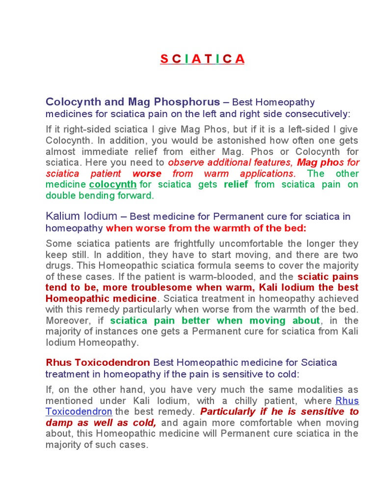 Sciatica | PDF | Homeopathy | Feeling
