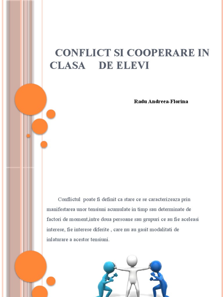 Conflict Si Cooperare in Clasa de Elevi-Pedagogie Referat | PDF