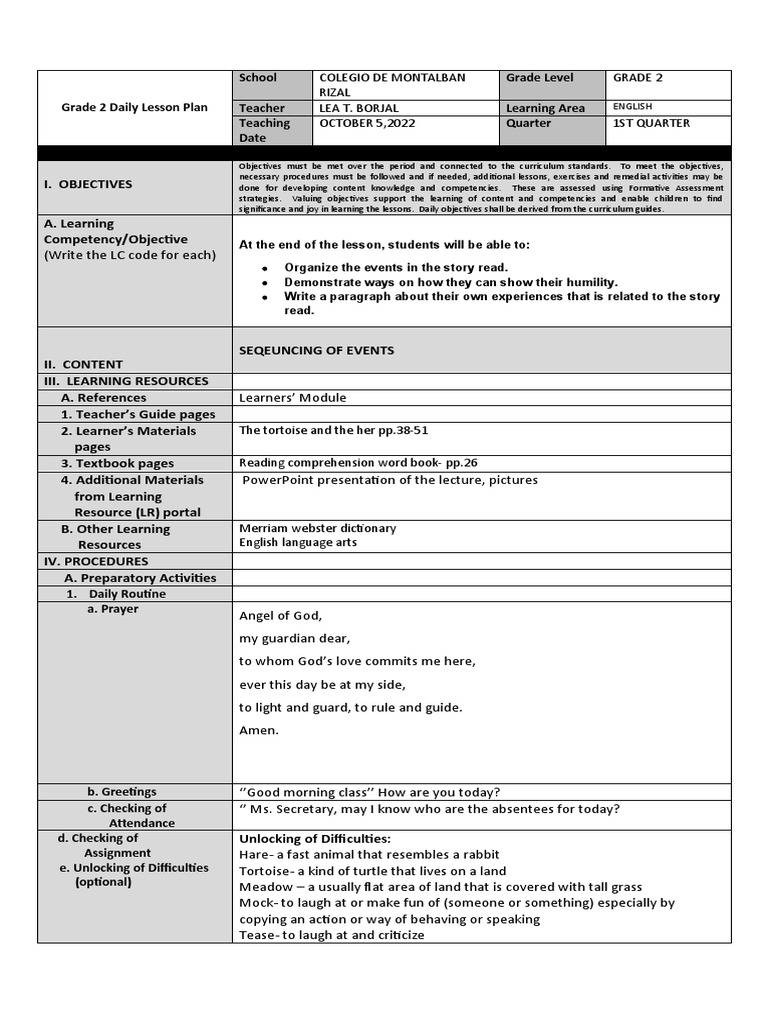 BORJAL, LEA T-DLP IN Teaching in English Reading and Literature | PDF ...