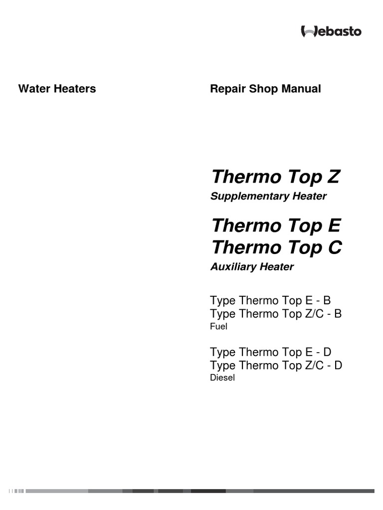 WEBASTO - Repair Shop Manual - ThermoTOP - 14417990441 | PDF ...