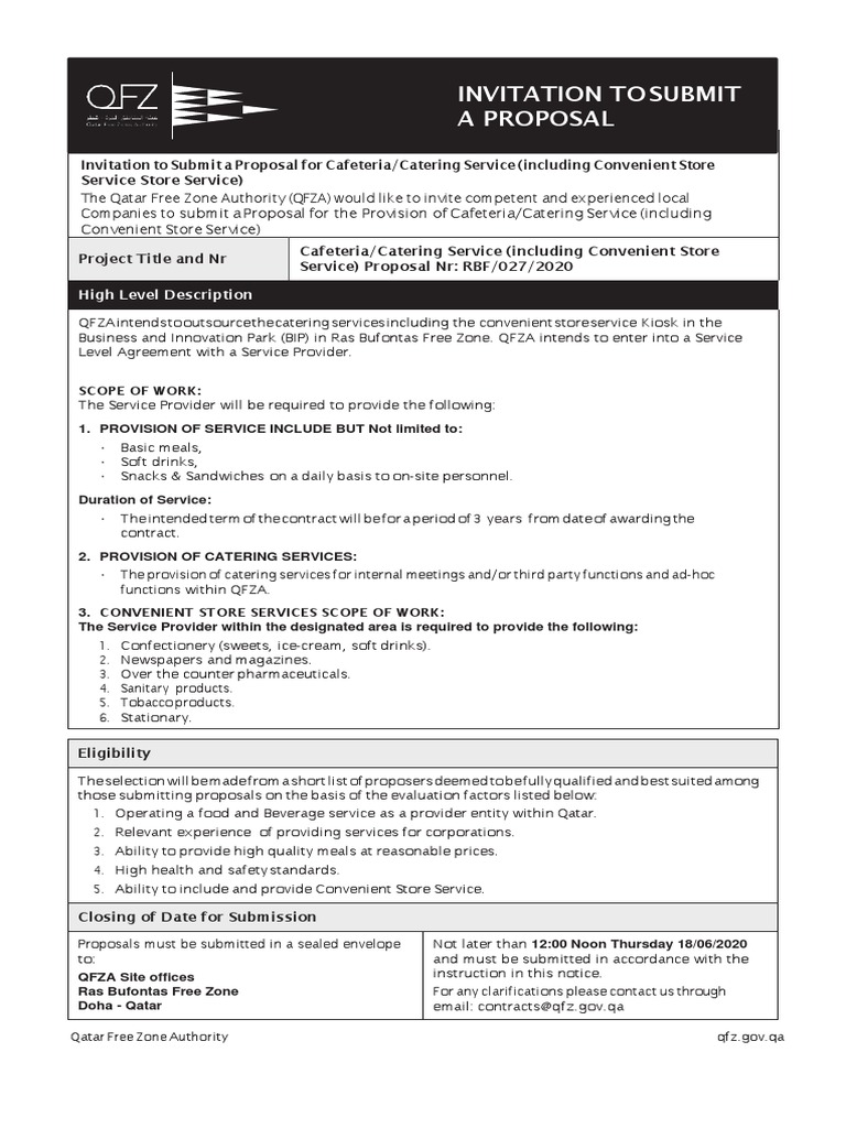 Cafeteria Service Proposal Invitation | PDF | Convenience Store | Food ...