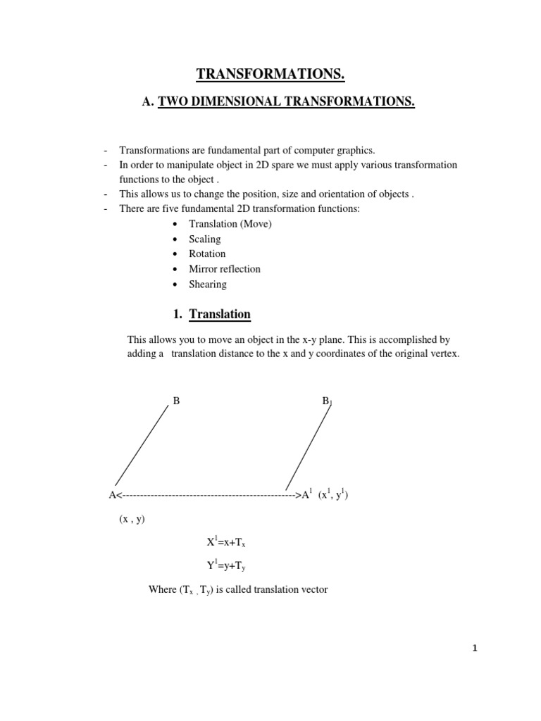 2d 3d Transformations Pdf Cartesian Coordinate System Rotation