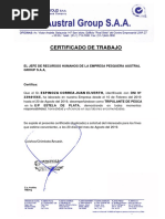 Certificado de Trabajo - PROMART | PDF