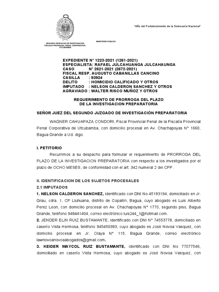 Requerimiento de Prorroga Complejo - 2621-2021 (2672-2021) | PDF