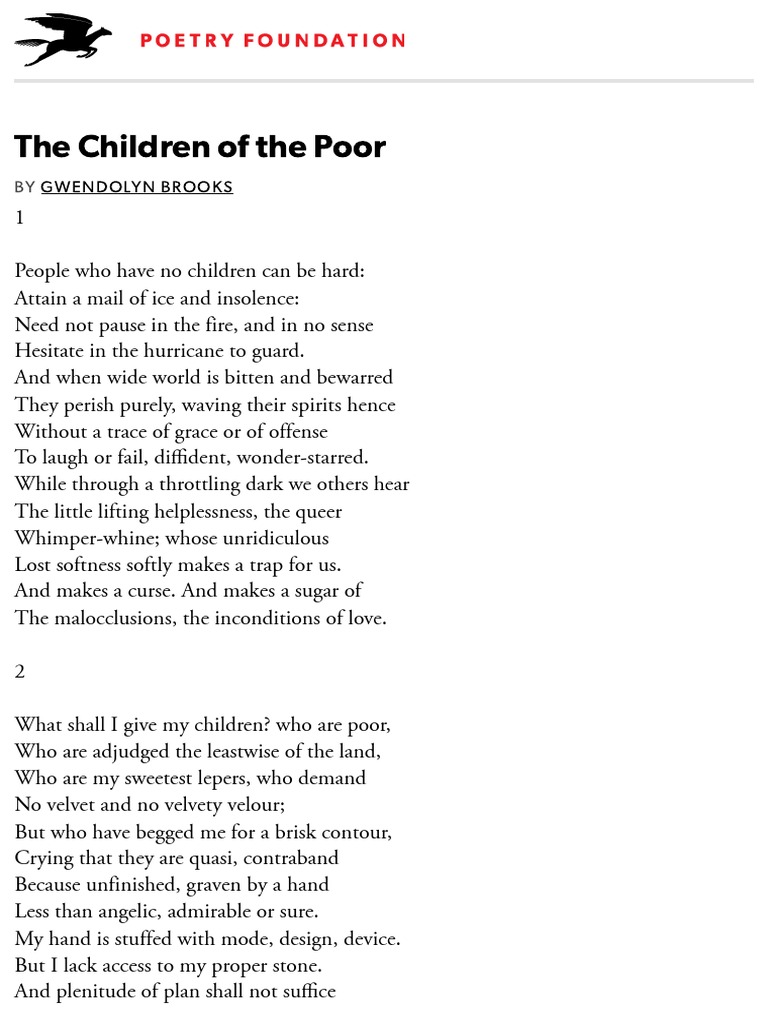 The Children of The Poor by Gwendolyn Brooks | PDF