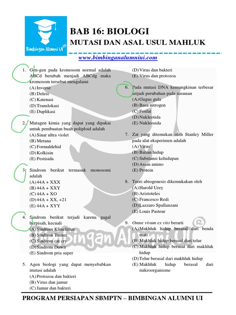 Bab 16 - Mutasi Dan Asal Usul Makhluk Hidup - Bimbingan Alumni Ui | PDF