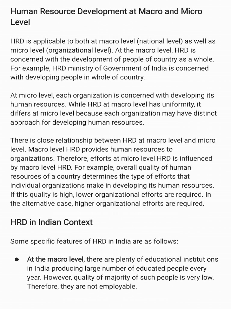 HRD at Micro and Micro Level | PDF