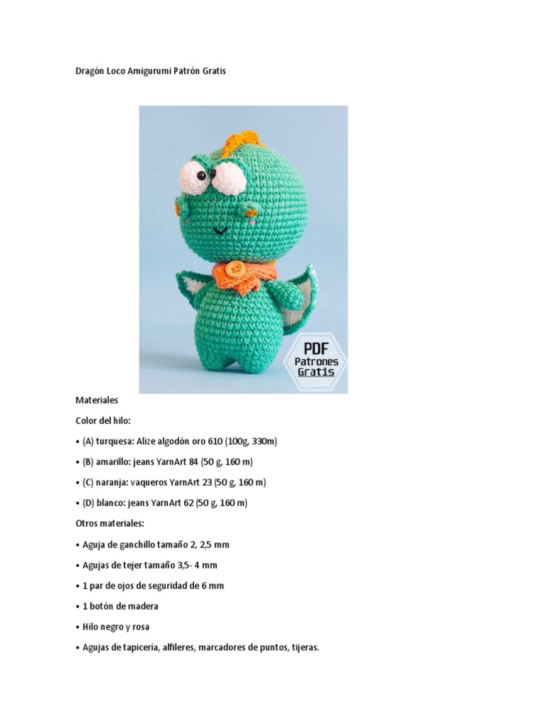 Dragon Loco | PDF | Amigurumi | Artesanías