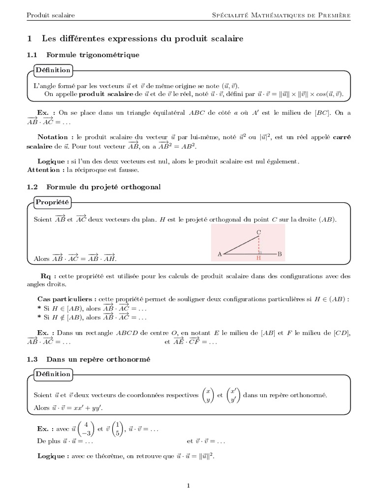 Comprendre le produit scalaire en maths | PDF | Orthogonalité ...