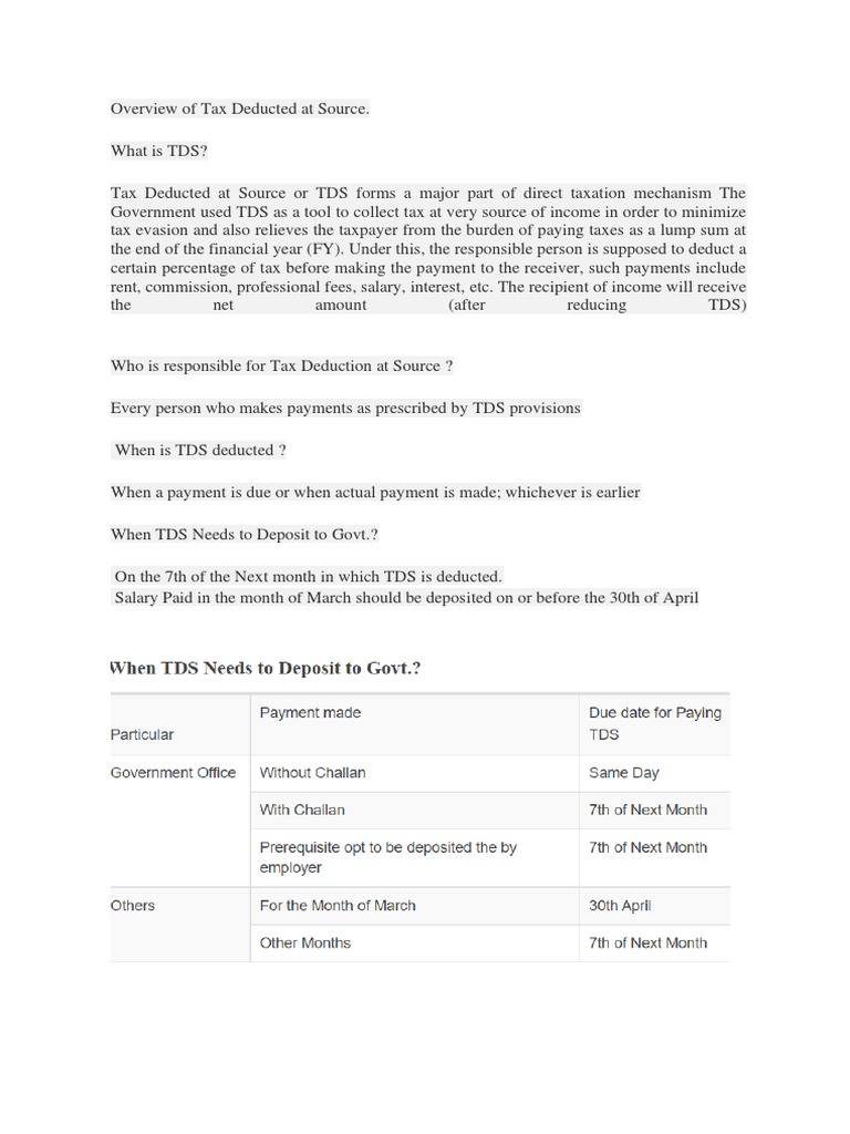 Understanding Tax Deducted at Source | PDF