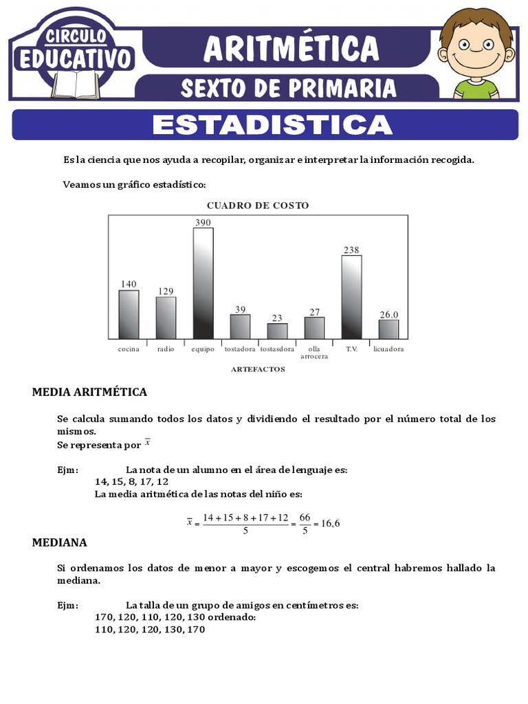 Estadistica para Sexto de Primaria | PDF | Mediana