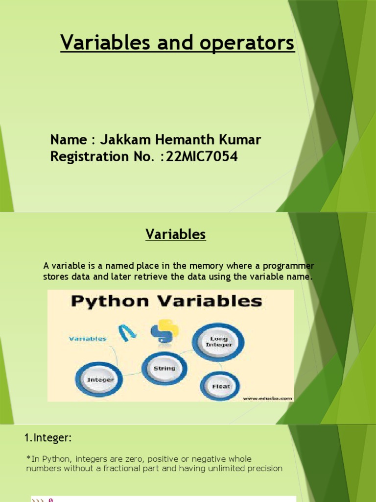 On Variables and Operators | PDF | Integer (Computer Science ... On Variables and Operators | PDF | Integer (Computer Science ...