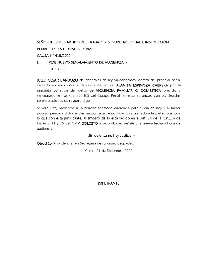 Audiencia Julio Cesar Cardozo | PDF