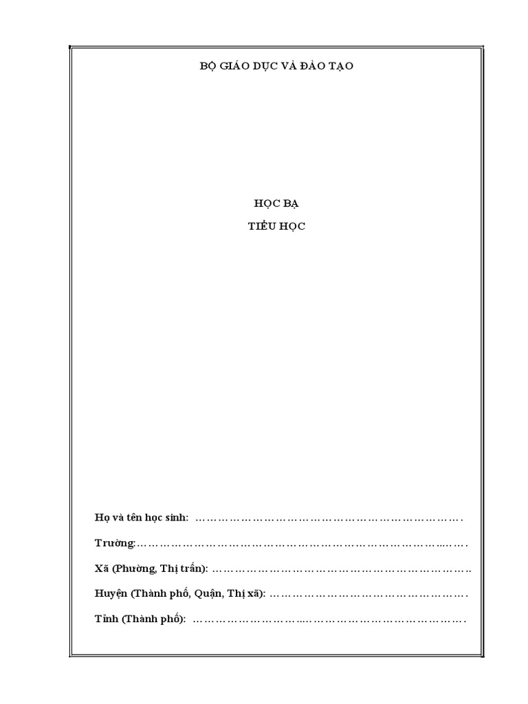 Mau Hoc Ba Theo Thong Tu 27 | PDF