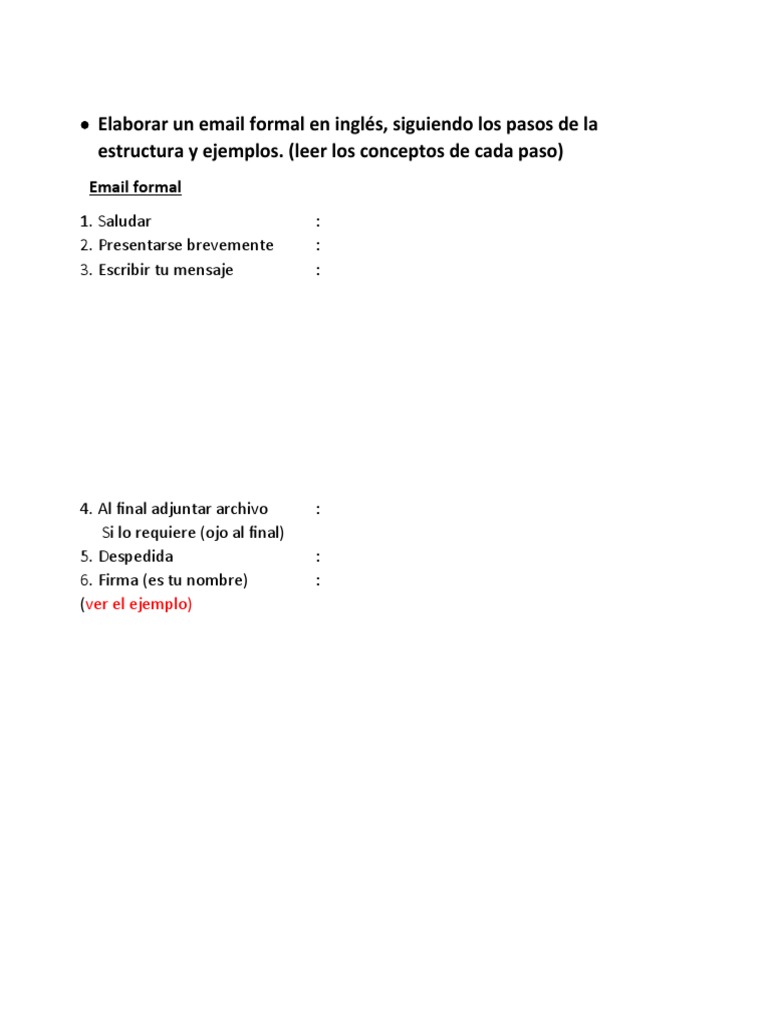Estructura de un Email Formal en Inglés | PDF