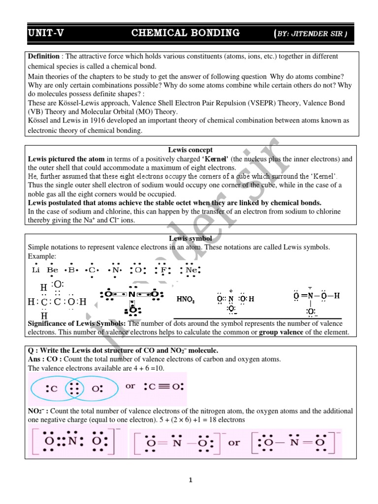 Chemical Bonding-2020 | PDF | Molecular Orbital | Ionic Bonding