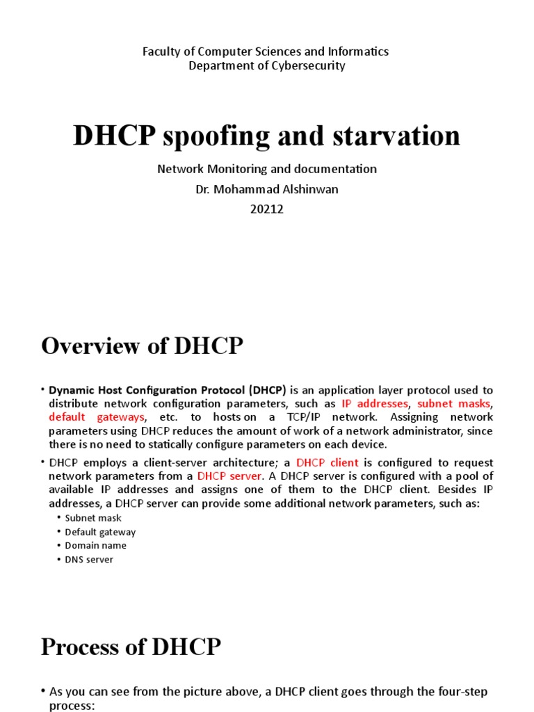 Analysis of DHCP Spoofing and Starvation Attacks and their Mitigation in Enterprise Networks ...