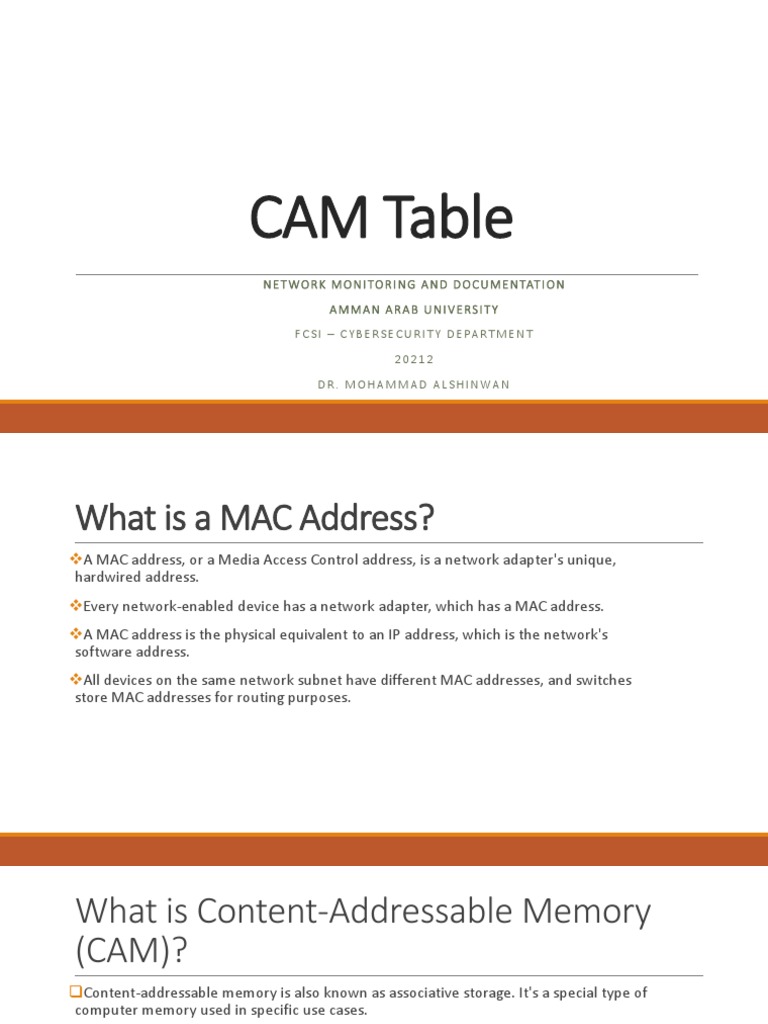 CAM Table | PDF | Network Switch | Computer Network