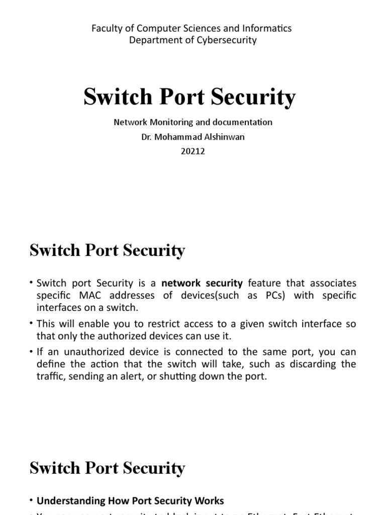 Switch Port Security | PDF | Network Switch | Port (Computer Networking)