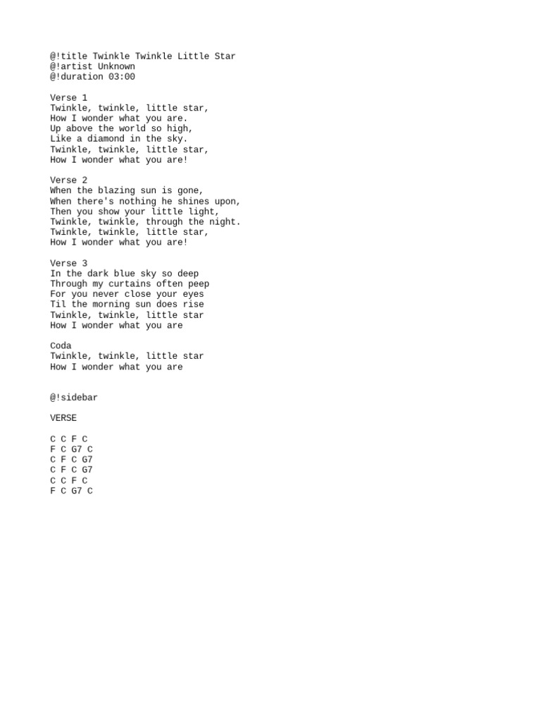Twinkle Twinkle Little Star | PDF