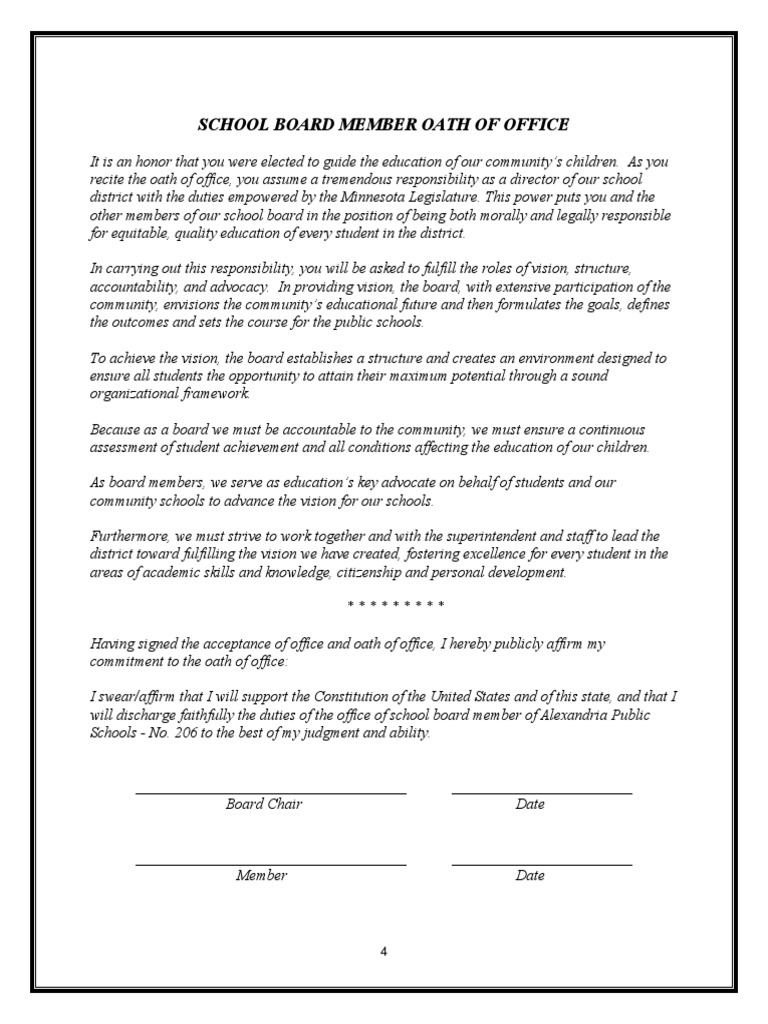 School Board Oath of Office | PDF | Career & Growth