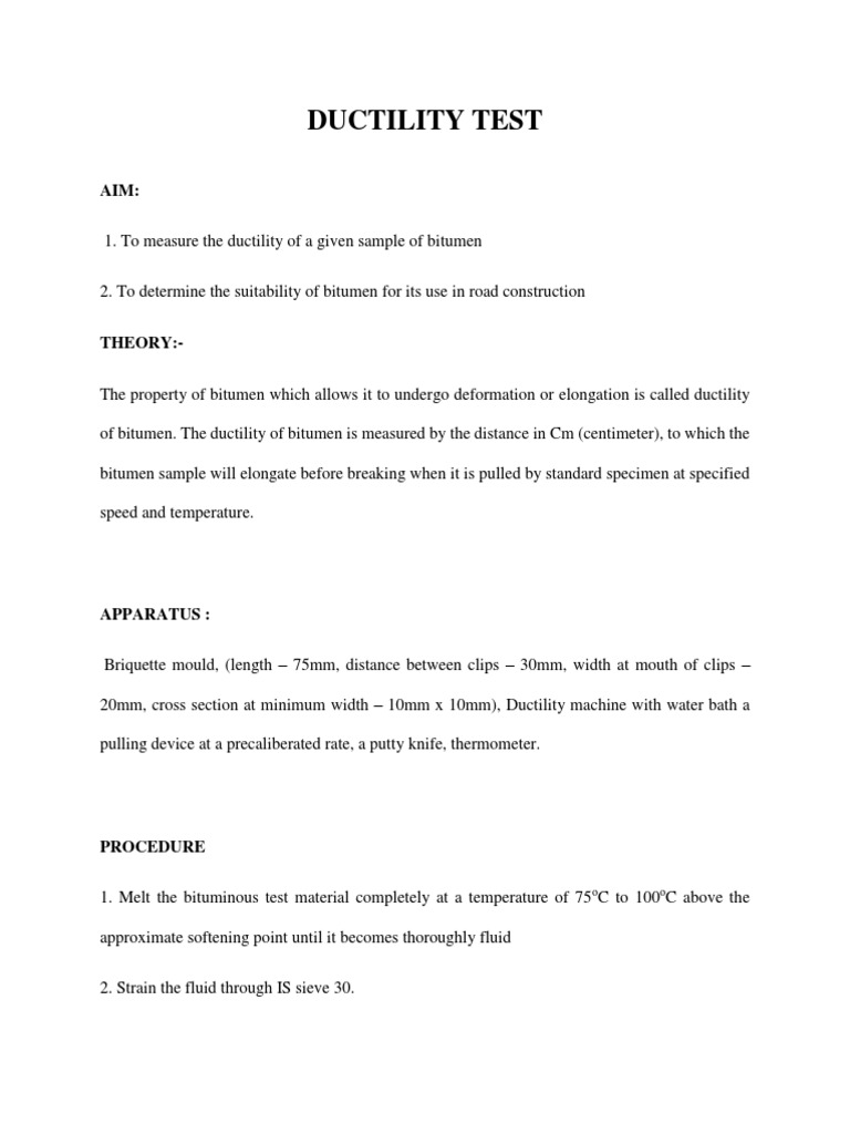 Ductility Test | PDF | Ductility | Asphalt
