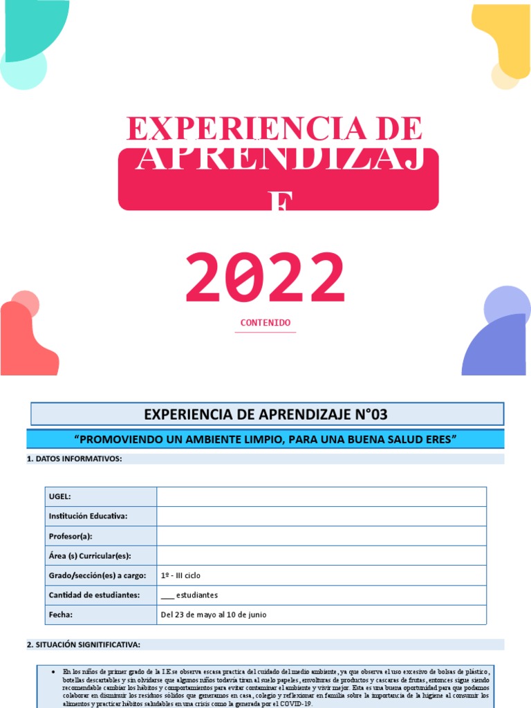 1 Grado 2022 Experiencia De Aprendizaje N 03 Pdf Números