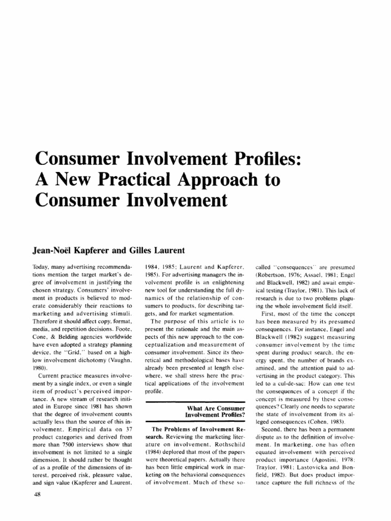 Measuring Consumer Involvement Profiles | PDF | Consumer Behaviour ...