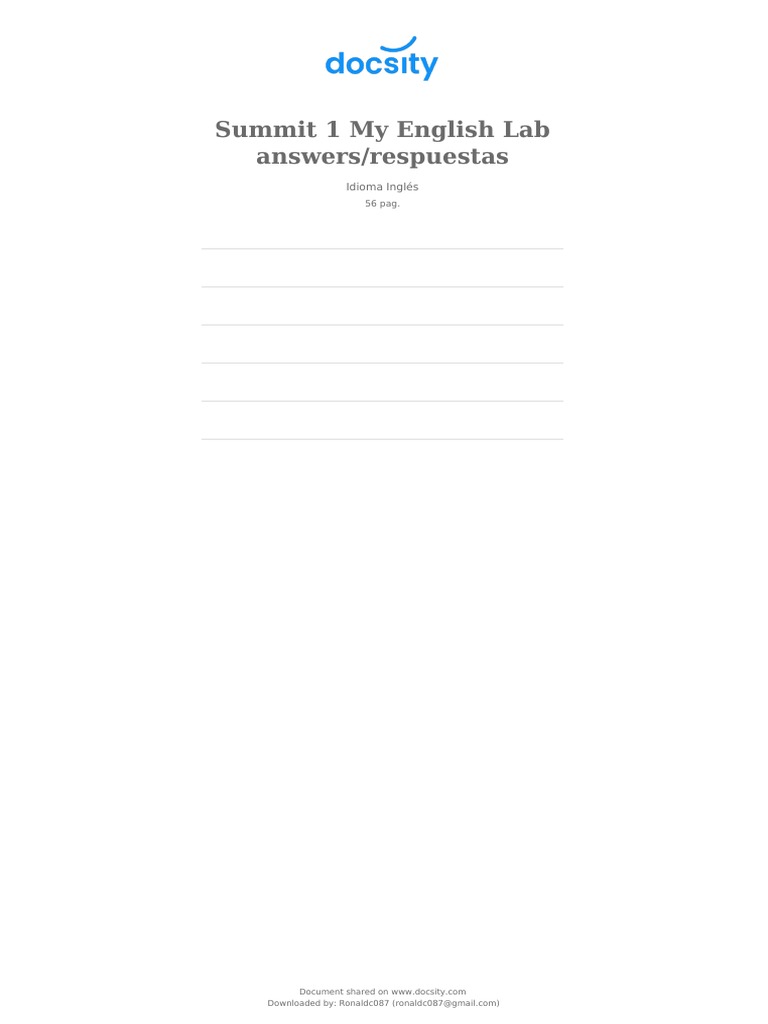 Docsity Summit 1 My English Lab Answers Respuestas | PDF | Social Science | Computers