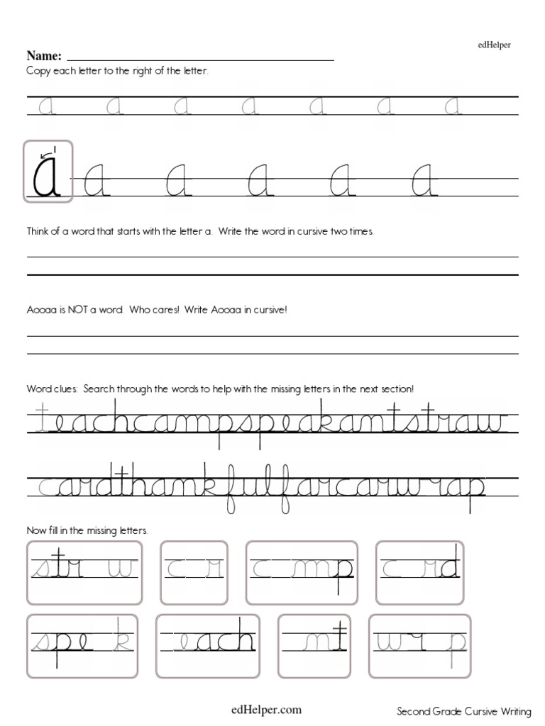 Grade 2 Cursive Writing Practice | PDF | Orthography | Typography