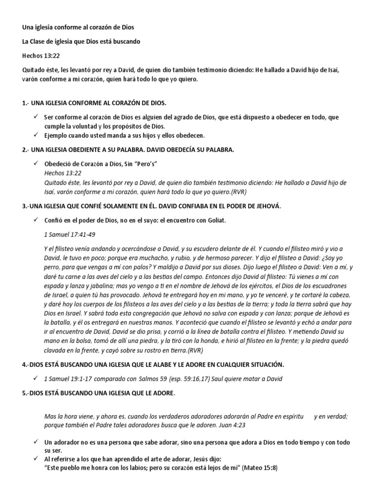 Una Iglesia Conforme Al Corazón de Dios | PDF | David | Saulo