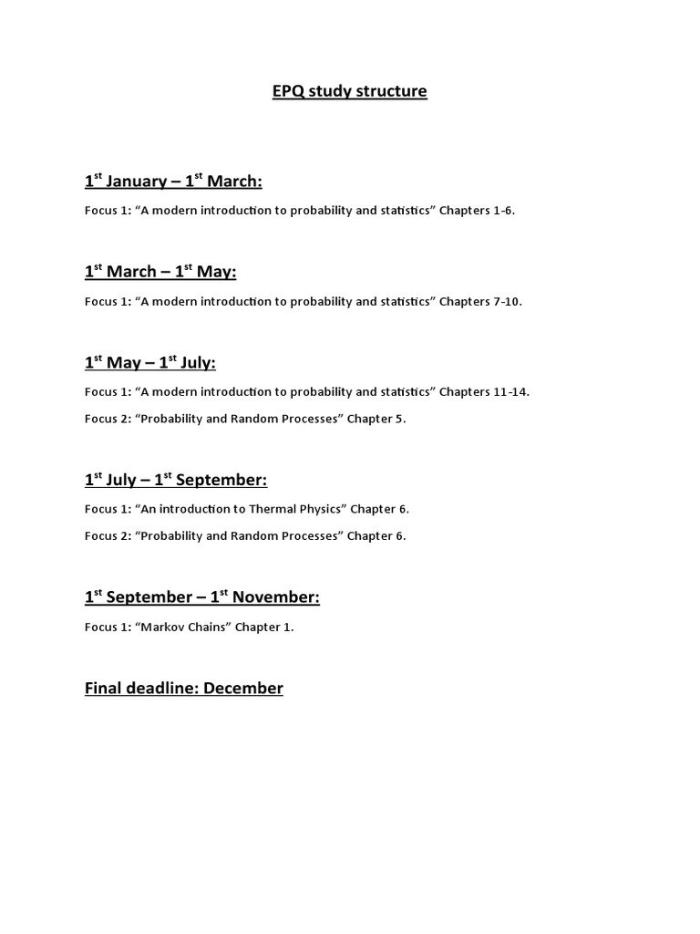 EPQ Study Structure: ST ST | PDF