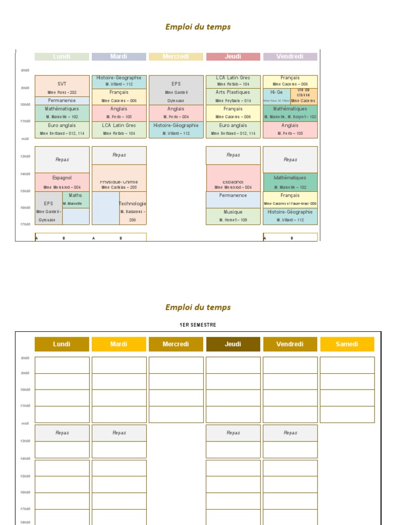 Emploi Du Temps | PDF