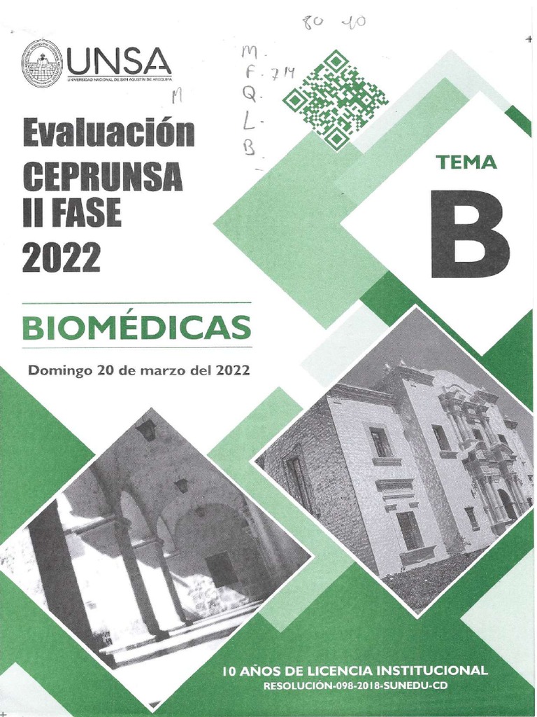 Solucionario Cepreunsa Biomedicas Claves | PDF