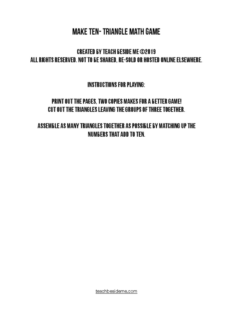 Make Ten Triangle Math Game | PDF