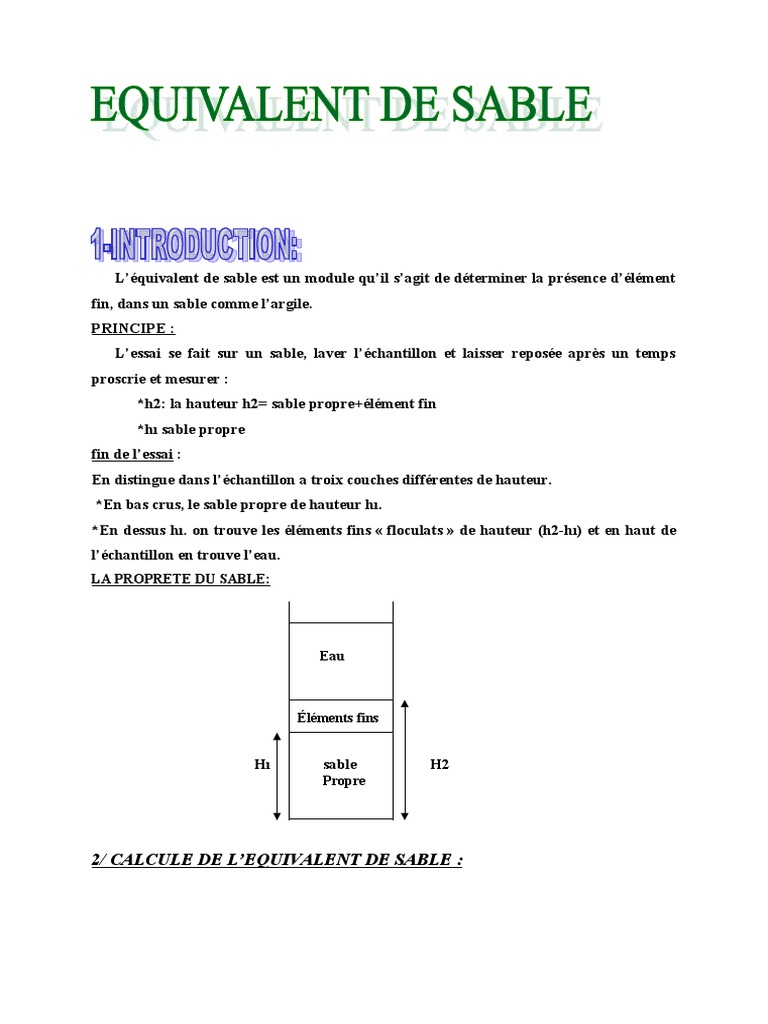 Equivalent de Sable | PDF | Matériaux | Matériaux naturels