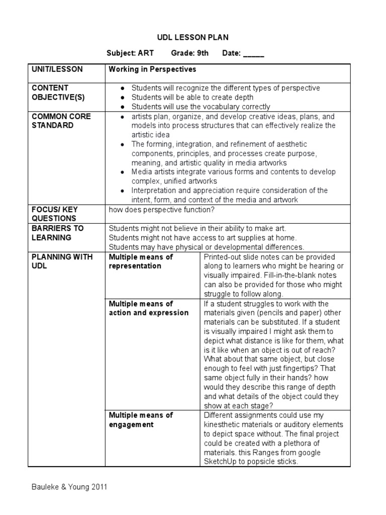 Jasper Lynch Udl Lesson Plan Perspectives and Bridges | PDF ...