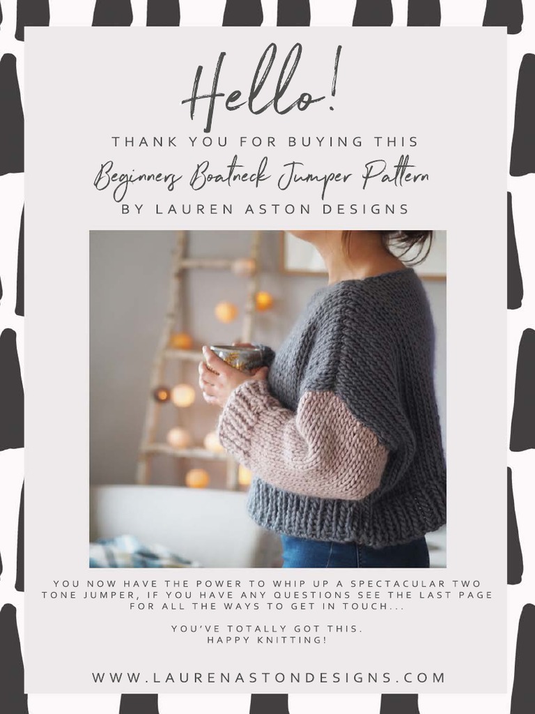 Boat Neck Jumper Pattern | PDF | Knitting | Textiles