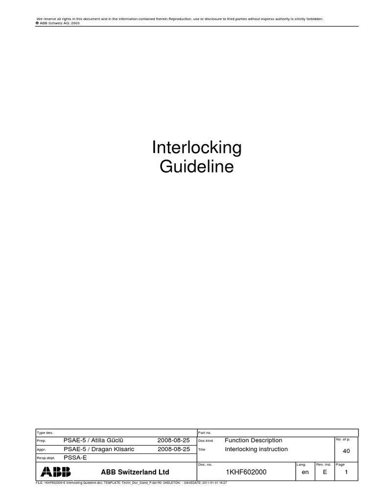 1KHF602000-E Interlocking Guideline | PDF | Electricity | Electrical Wiring