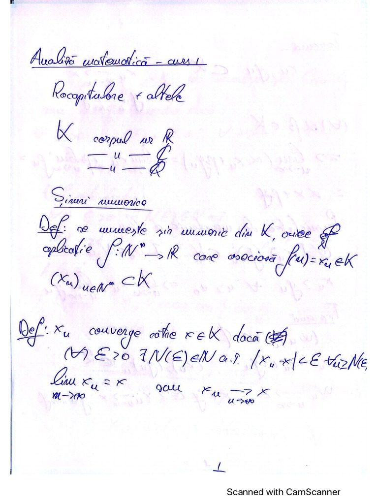 Analiza Matematica Curs 1 | PDF
