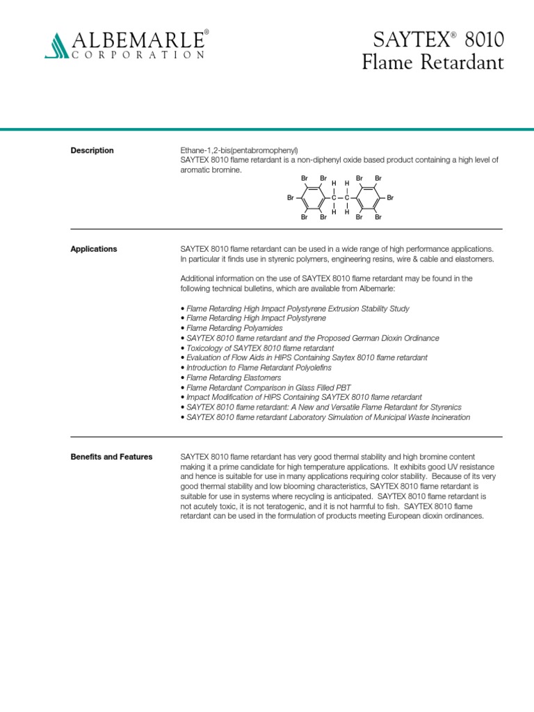 bc1005f - SAYTEX - 8010 - Flame Retardant | PDF | Polystyrene | Materials