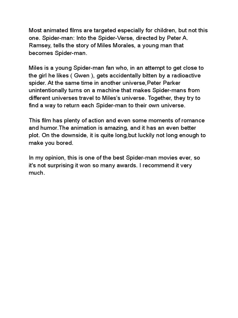 Sider-Man Into The Spider-Verse | PDF