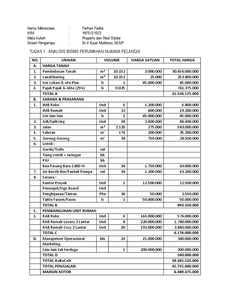 Contoh Perhitungan Properti | PDF